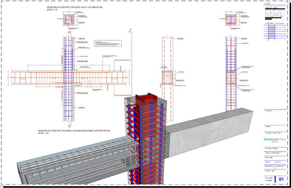 Reinforced Concrete Beam Connection To Composite Column Cad Detail Structuraldetails
