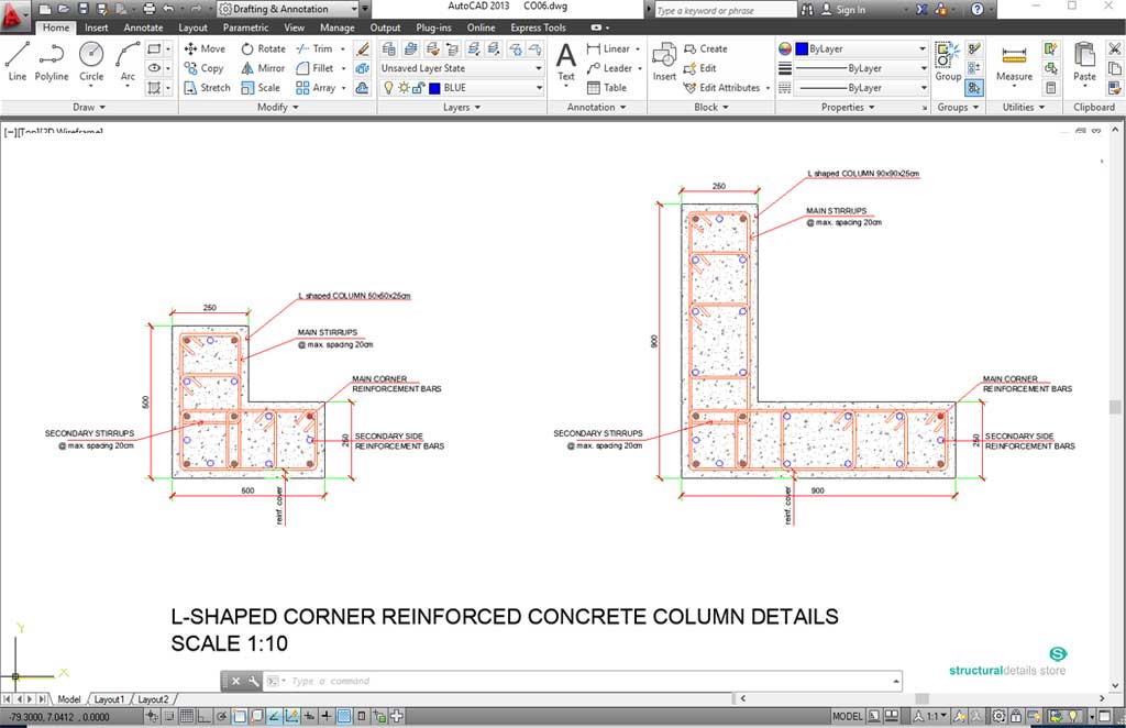 Complete Reinforced Concrete Columns Cross Section CAD Details ...