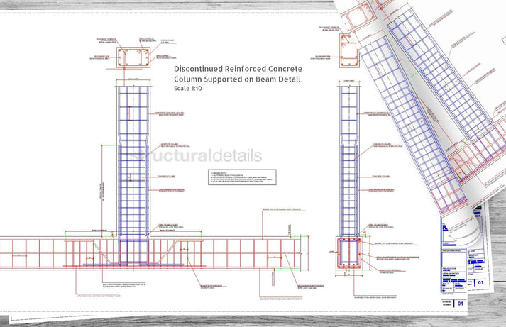 Discontinued Concrete Column Supported on Beam CAD Detail ...