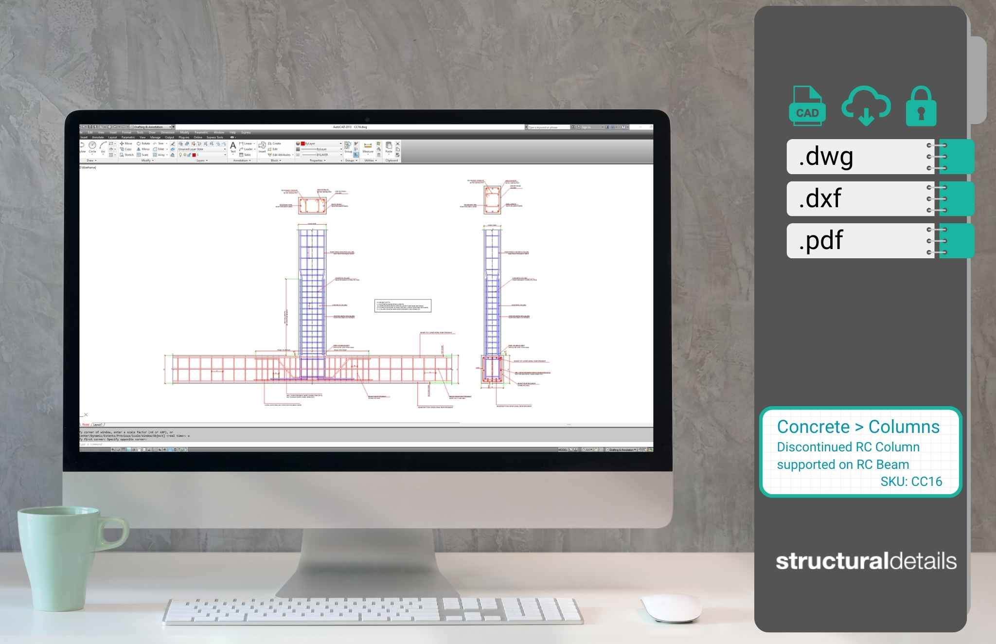 Discontinued Concrete Column Supported on Beam CAD Detail ...
