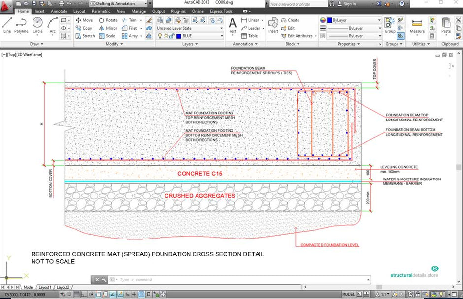 Reinforced Concrete Foundation CAD drawings-structuraldetails