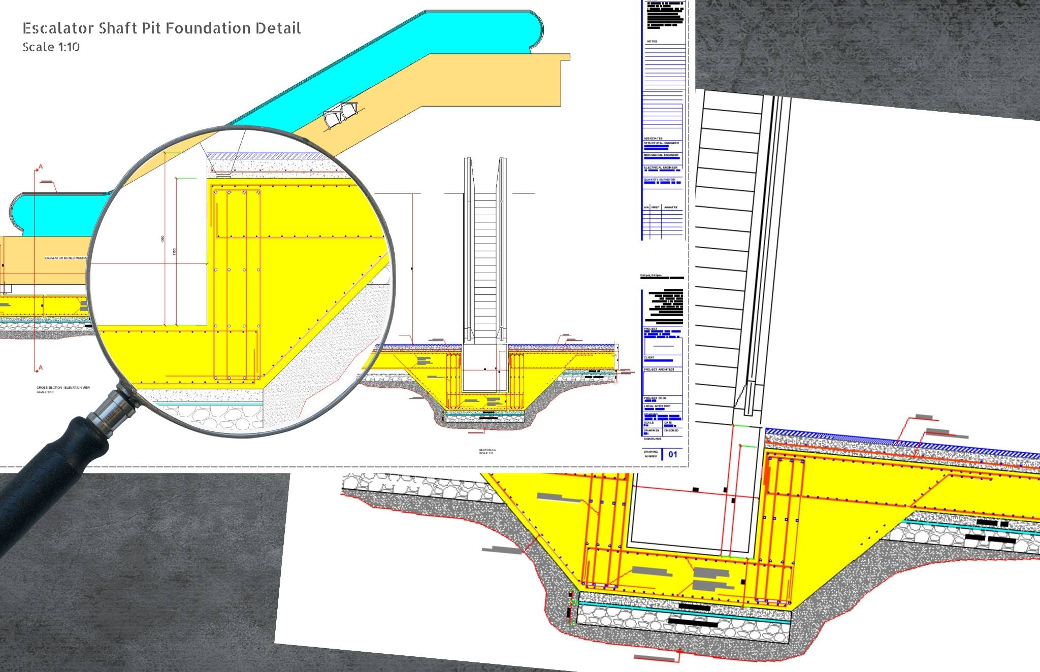 Escalator Shaft Pit Foundation CAD Detail - structuraldetails