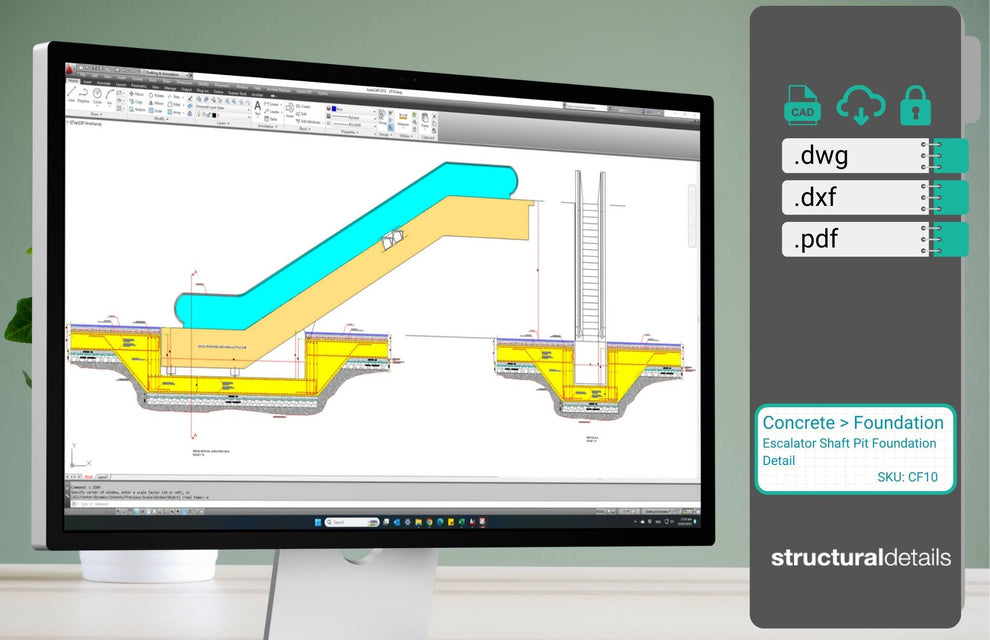 Escalator Shaft Pit Foundation CAD Detail - structuraldetails