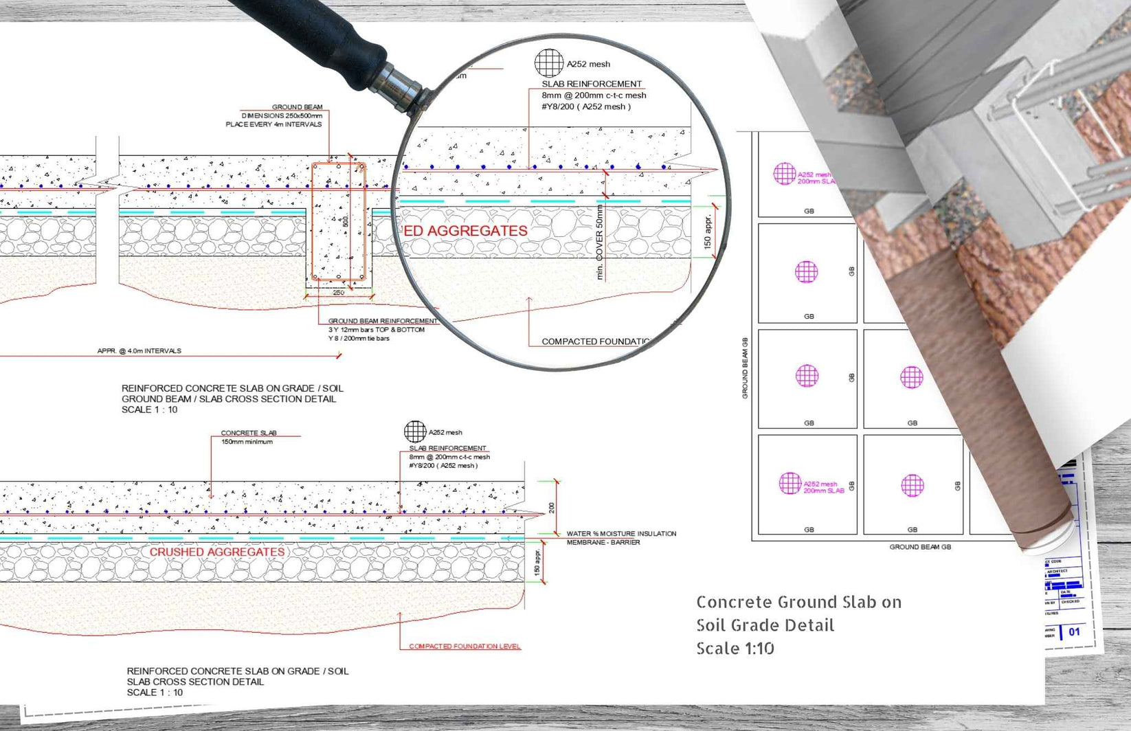 Concrete Slab on Grade Soil CAD Detailed drawing - structuraldetails