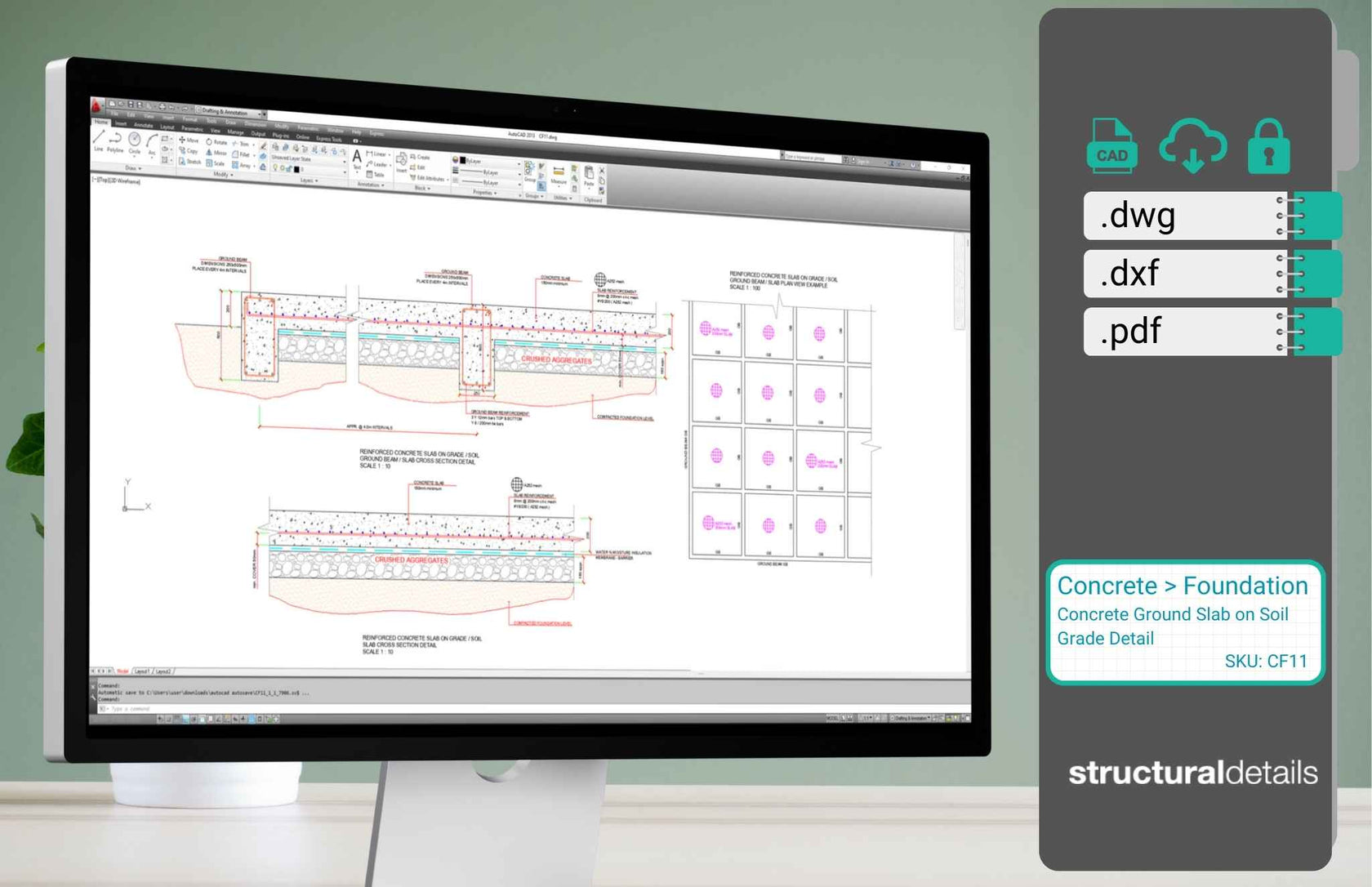 Concrete Slab on Grade Soil CAD Detailed drawing - structuraldetails