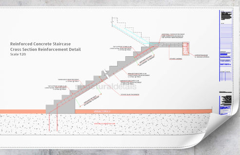 Reinforced Concrete Stairs Cross Section Reinforcement CAD Detail ...