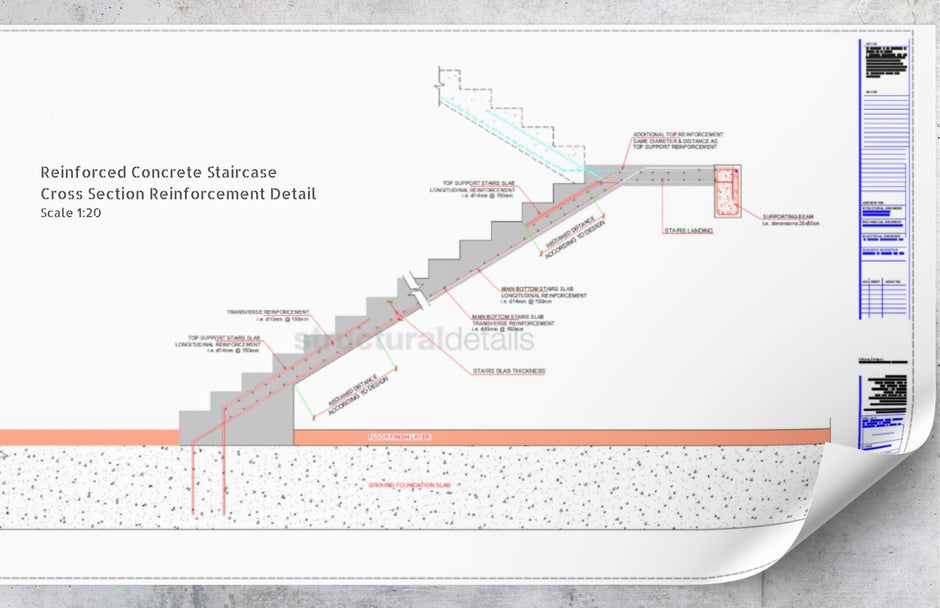 Reinforced Concrete Stairs CAD drawings - structuraldetails