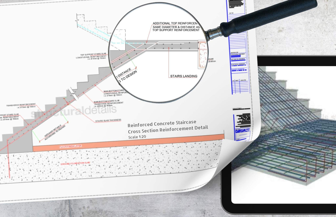 Reinforced Concrete Stairs Cross Section Reinforcement CAD Detail ...
