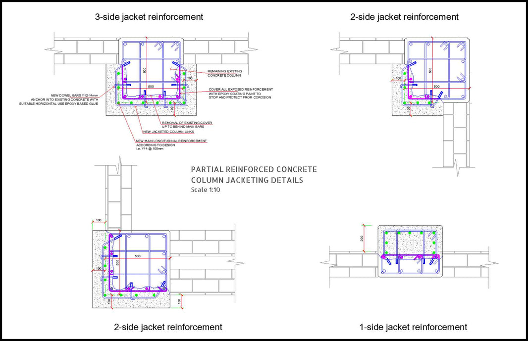 Reinforced Concrete Columns CAD drawings - structuraldetails