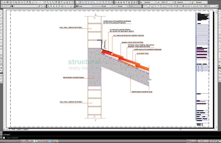 Reinforced Concrete Roof structural CAD drawings - structuraldetails