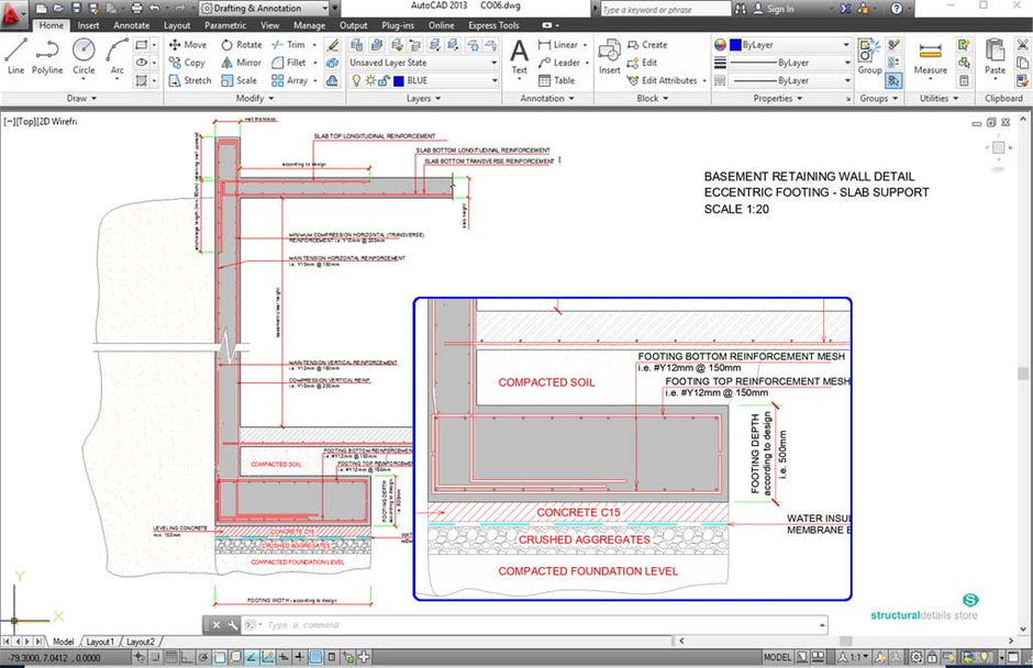 Reinforced Concrete Foundation CAD drawings-structuraldetails