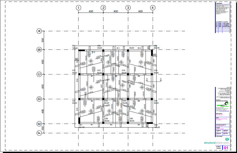 Inclined Pitched Roof Concrete Slab Reinforcement CAD Example ...