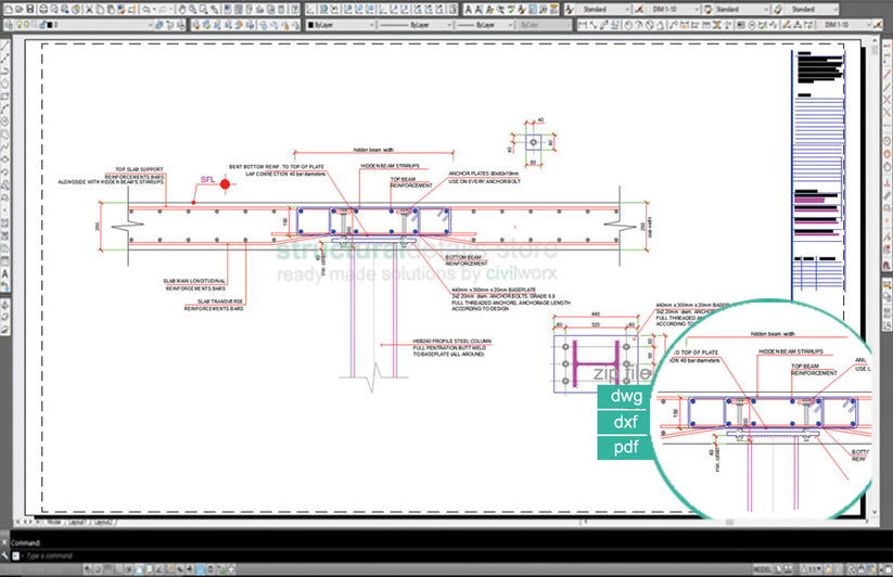 Reinforced Concrete Hidden Slab Beam Steel Column Concealed Support ...