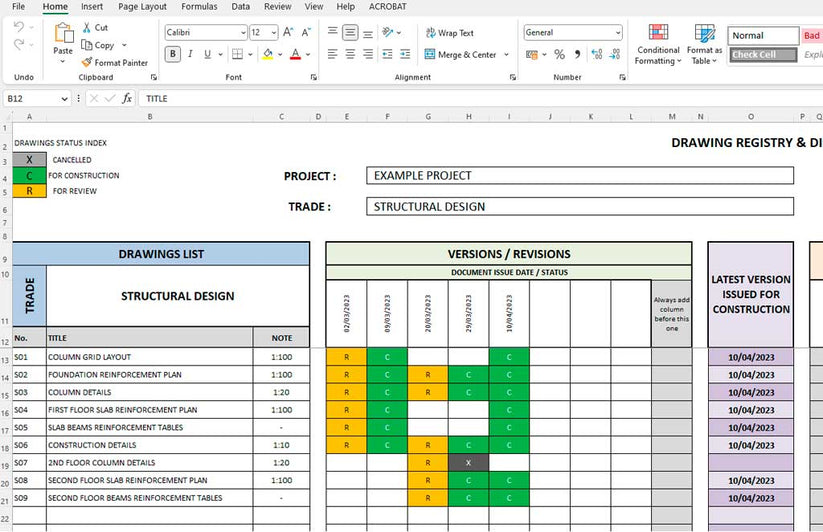 Drawing Registry and Distribution Management Excel Template ...