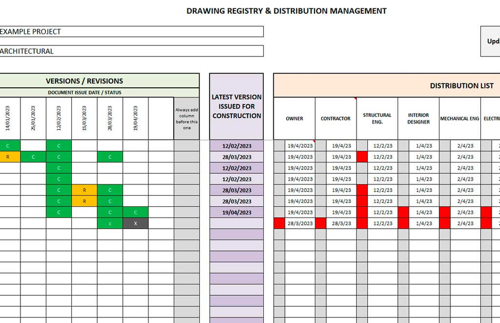Drawing Registry and Distribution Management Excel Template ...