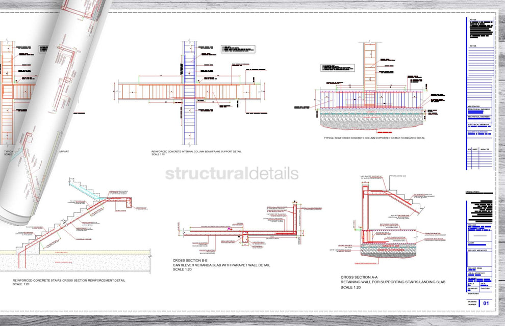 Complete structural design drawings for a reinforced concrete house ...