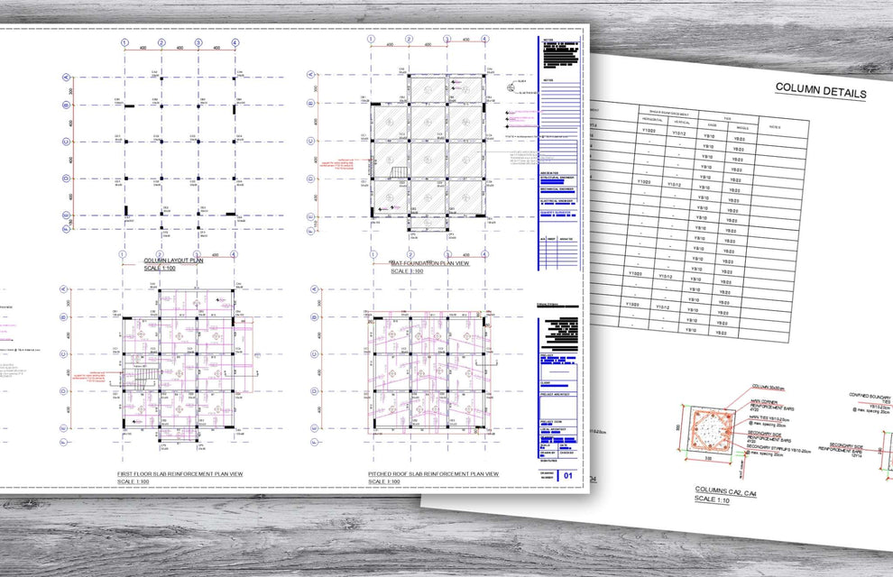 Complete structural design drawings for a reinforced concrete house ...