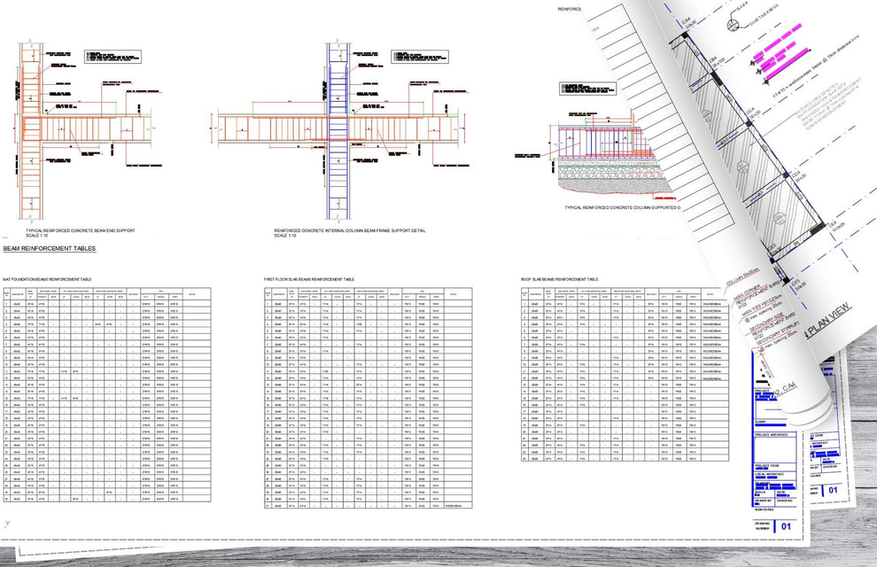 Complete structural design drawings for a reinforced concrete house ...