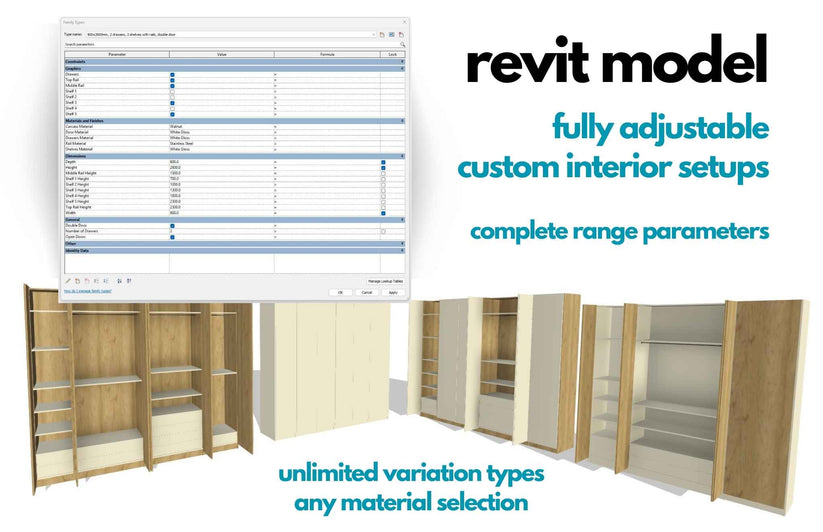 Modular Fully Parametric Wardrobe Revit Family - structuraldetails