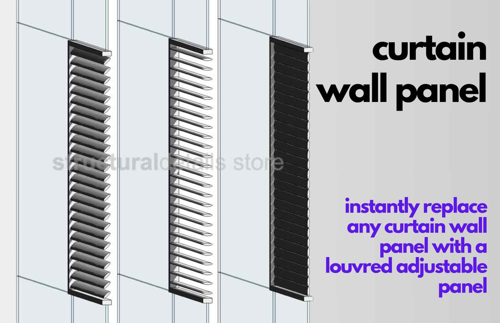 Louvre Curtain Wall Panel Fully Parametric Revit Family - structuraldetails