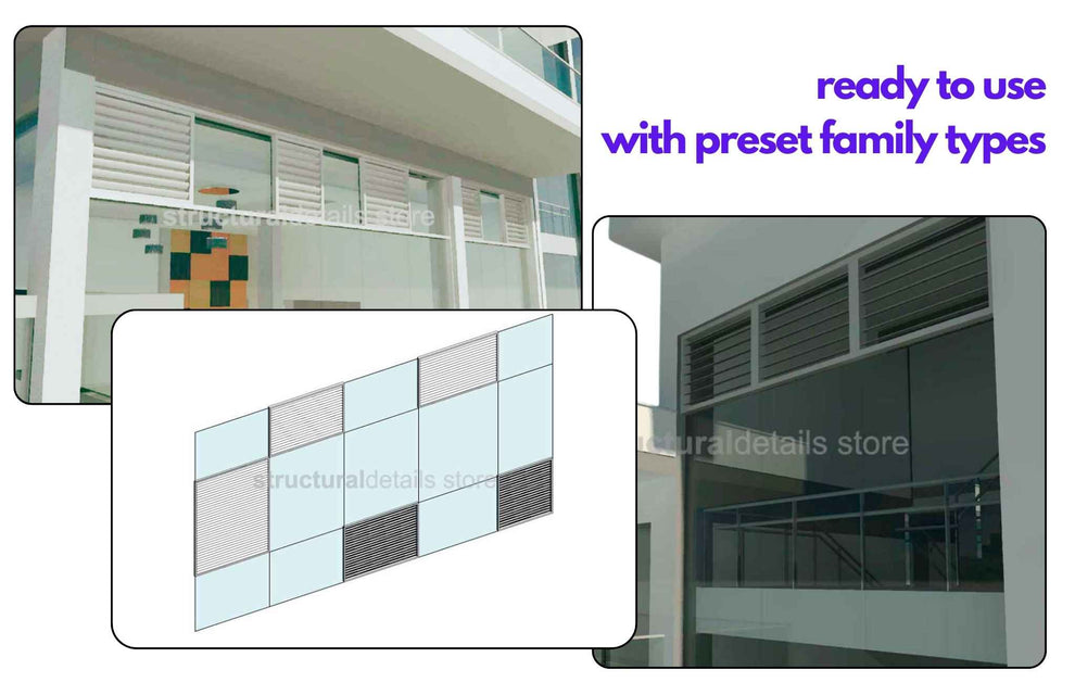 Louvre Curtain Wall Panel Fully Parametric Revit Family - structuraldetails