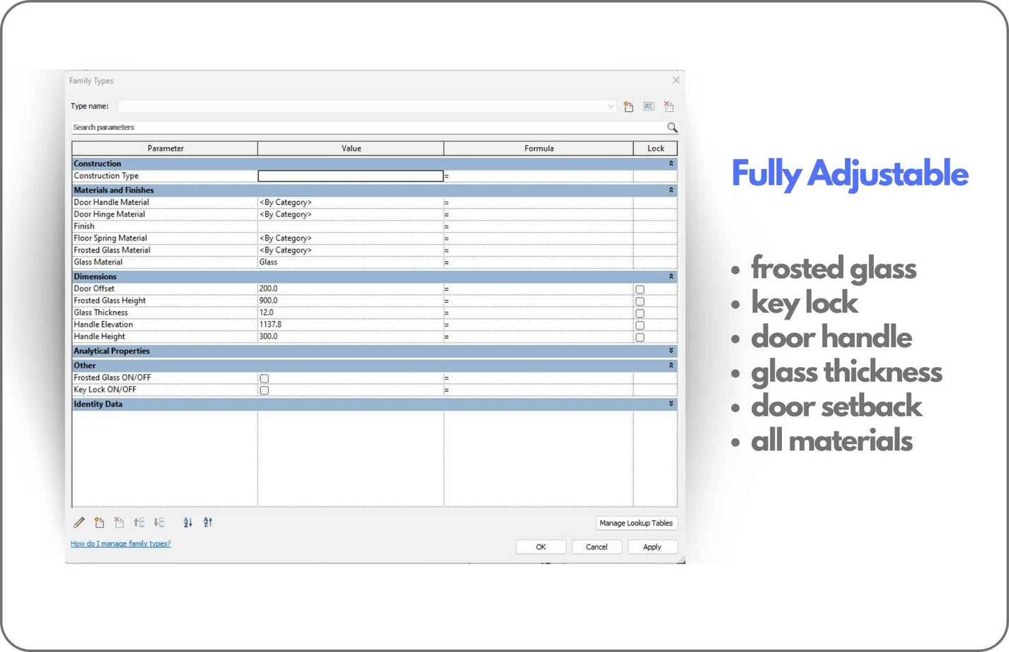 Frameless Curtain Wall Panel Glass Door Parametric Revit Family ...