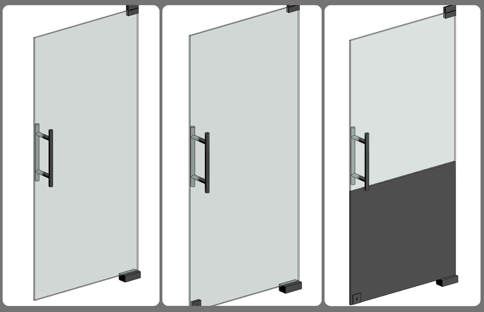 Frameless Curtain Wall Panel Glass Door Parametric Revit Family ...