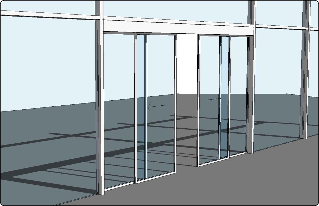 Curtain Wall Automatic Double Sliding Door Revit Family - structuraldetails