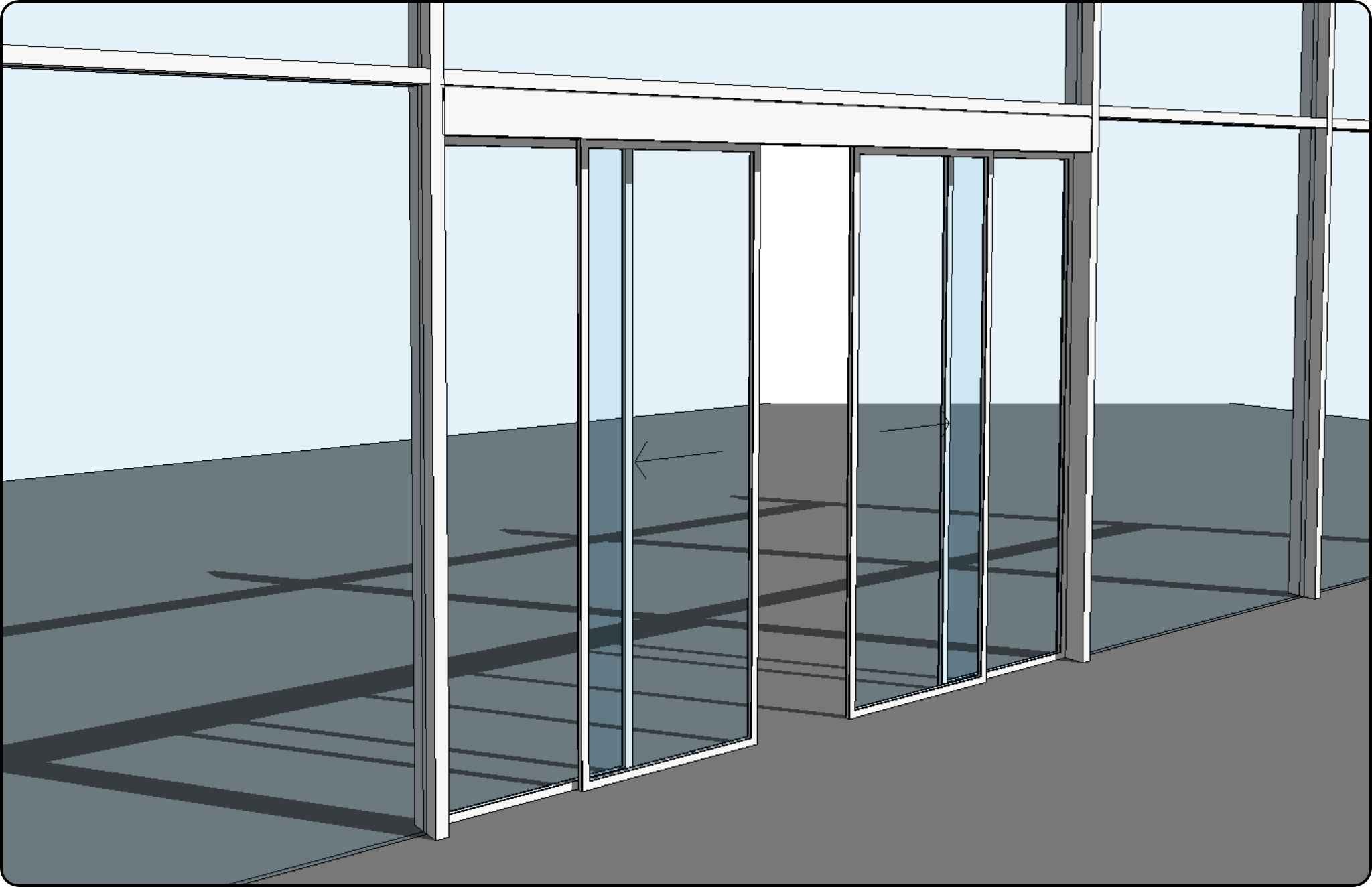 Curtain Wall Automatic Double Sliding Door Revit Family - structuraldetails