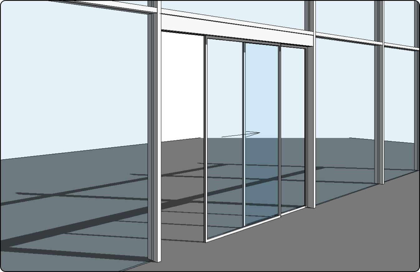 Curtain Wall Automatic Single Sliding Door Revit Family - structuraldetails