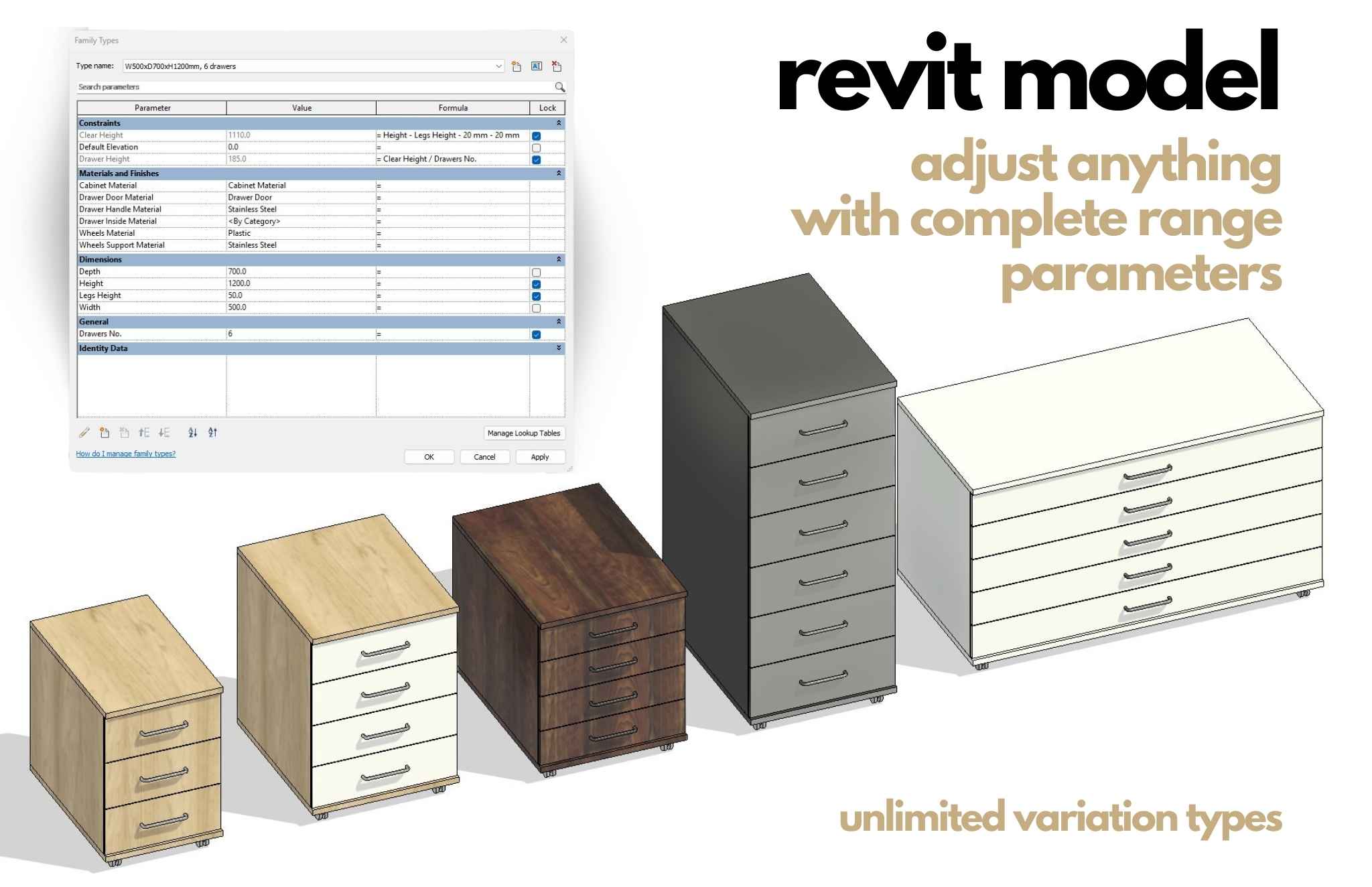 Office Desk Drawer Organizer Cabinet Revit Family - structuraldetails