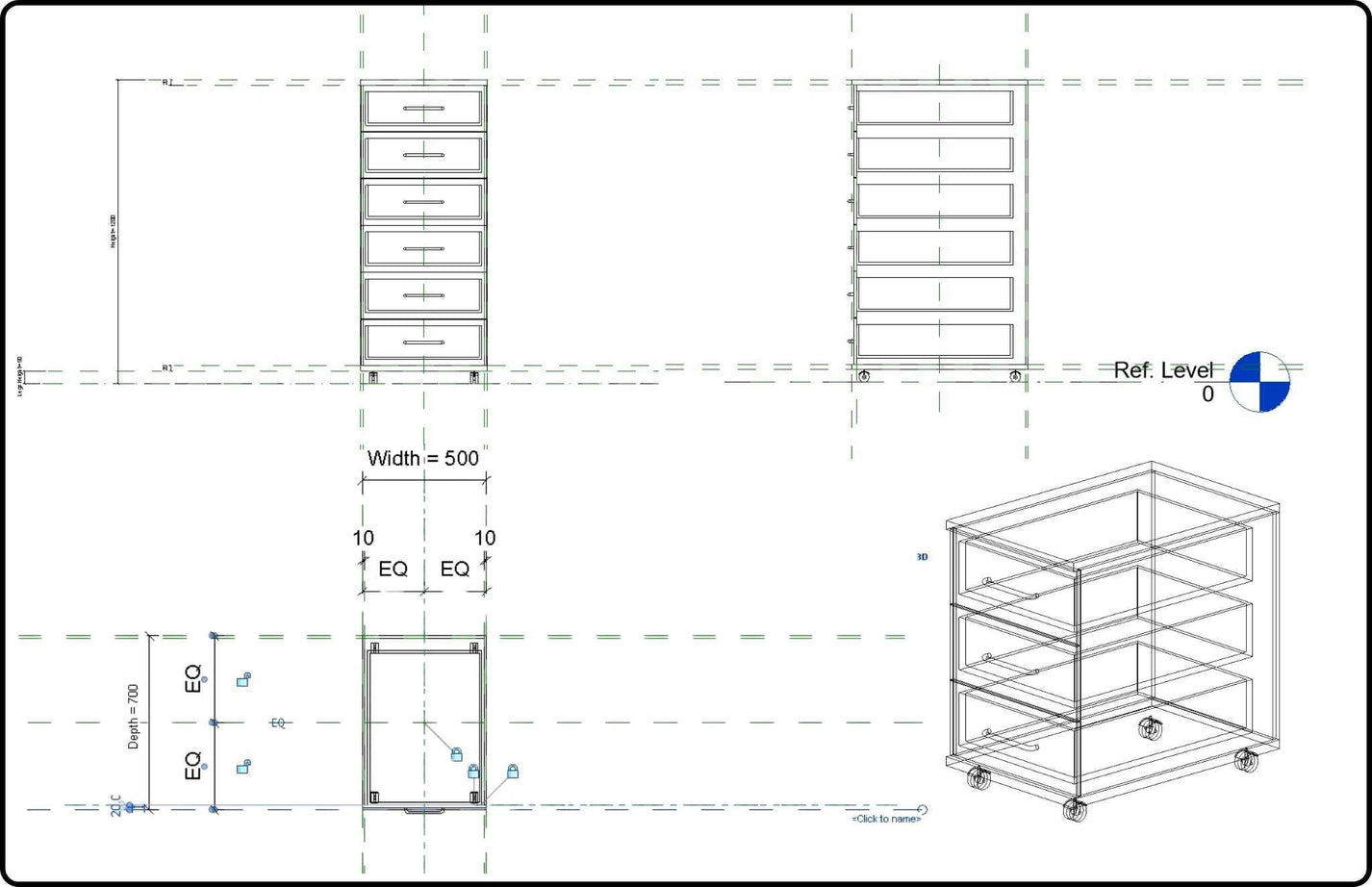 Office Desk Drawer Organizer Cabinet Revit Family - structuraldetails