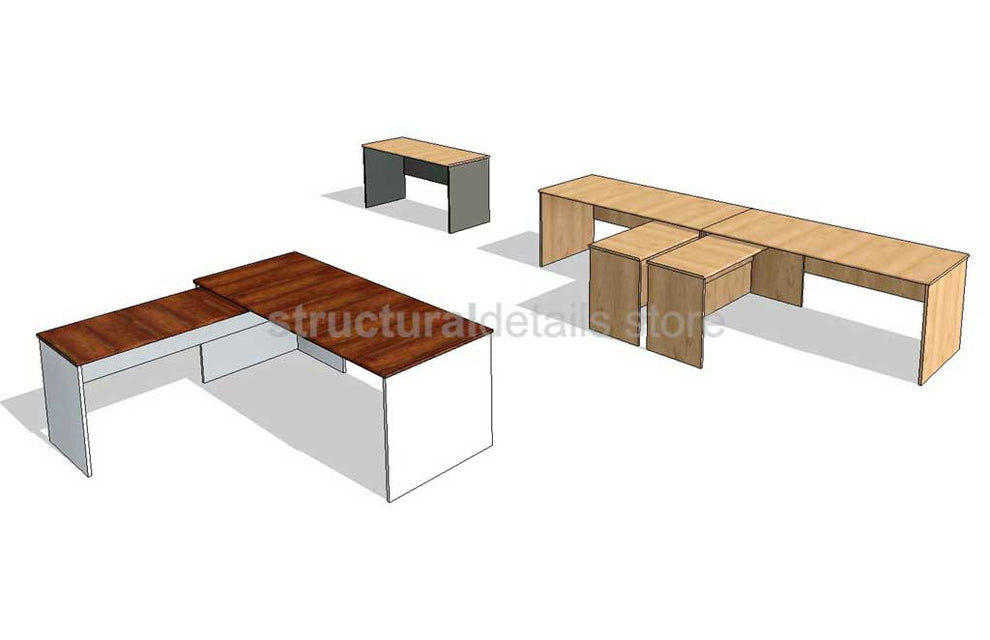 Office Desk with Side Extension Parametric Revit Family - structuraldetails
