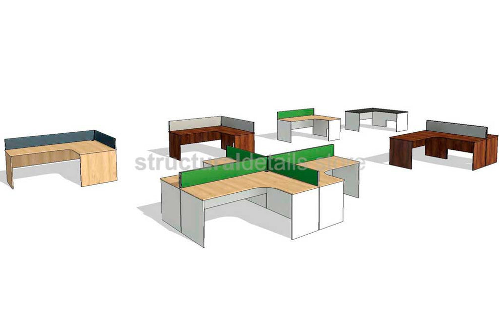 L Shaped Office Desk Fully Parametric Revit Family - structuraldetails