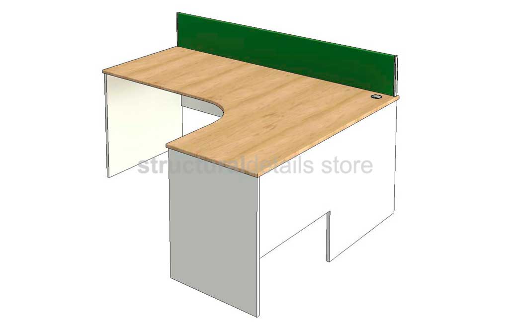 L Shaped Office Desk Fully Parametric Revit Family - structuraldetails