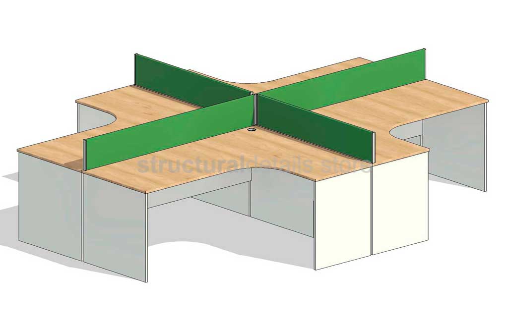 L Shaped Office Desk Fully Parametric Revit Family - structuraldetails