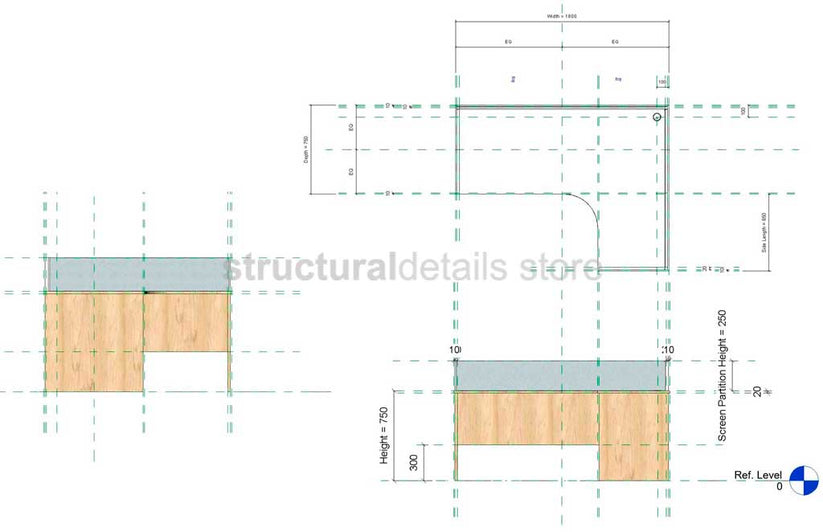 L Shaped Office Desk Fully Parametric Revit Family - structuraldetails