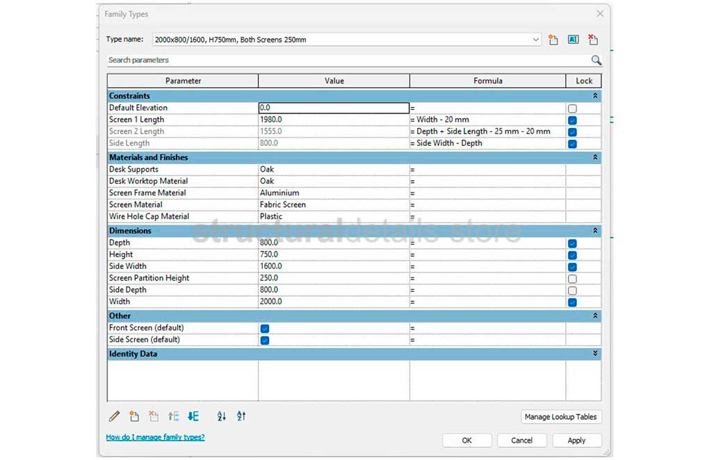 L Shaped Office Desk Fully Parametric Revit Family - structuraldetails