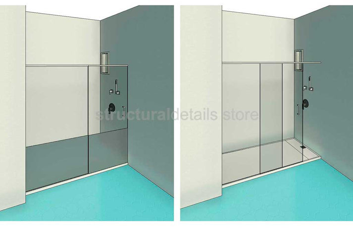 Shower Sliding Glass Door Parametric Revit Family - structuraldetails