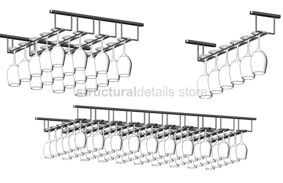 Wine Glass Bar Hanger Rails Parametric Revit Family - structuraldetails
