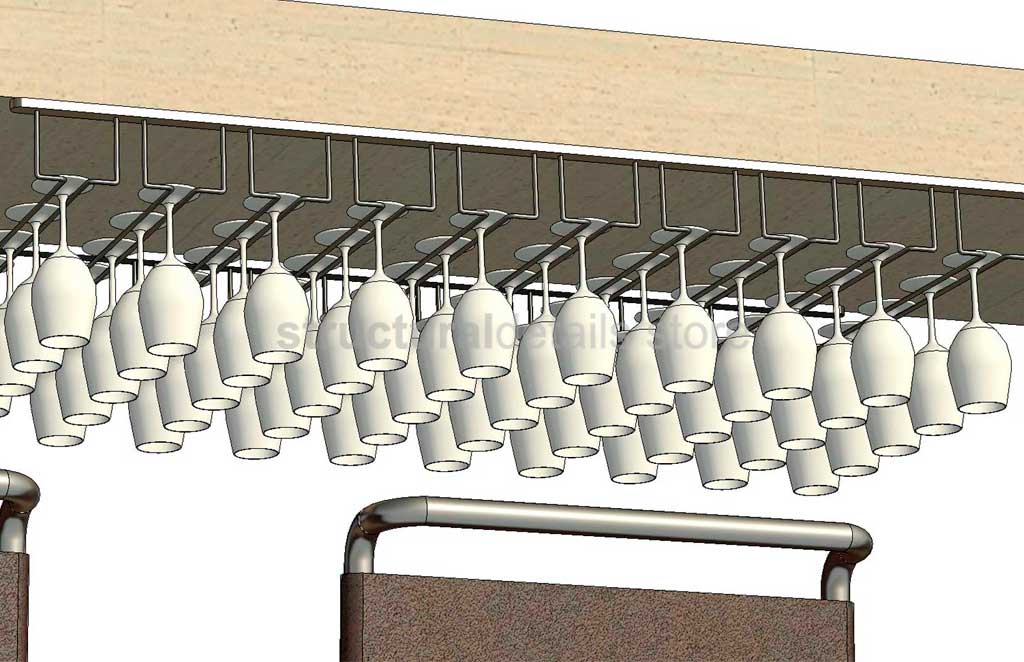 Wine Glass Bar Hanger Rails Parametric Revit Family - structuraldetails