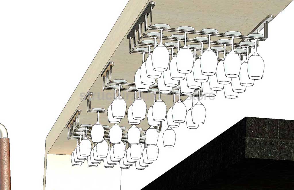 Wine Glass Bar Hanger Rails Parametric Revit Family - structuraldetails