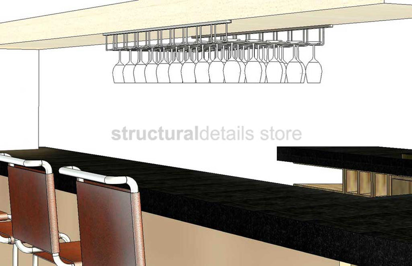Wine Glass Bar Hanger Rails Parametric Revit Family - structuraldetails