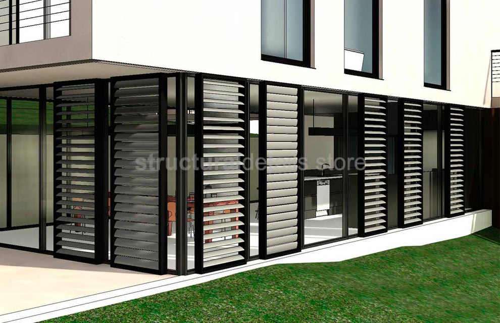 Vertical Sun Screen Louvre Panels Parametric Revit Family ...