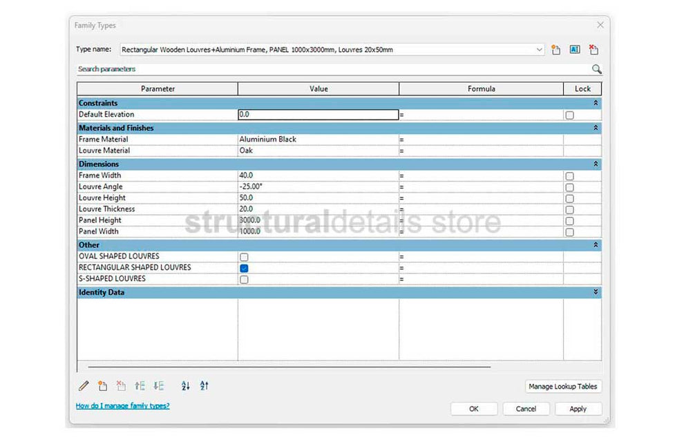 Vertical Sun Screen Louvre Panels Parametric Revit Family ...