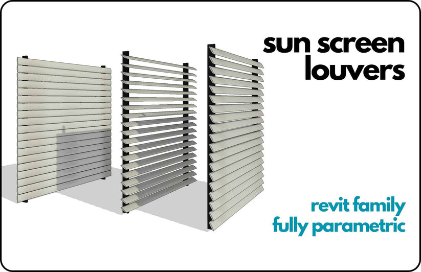 Exterior Aluminium Sun Screen Fixed Louvres Revit Family ...