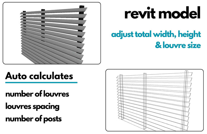 Exterior Aluminium Sun Screen Fixed Louvres Revit Family ...