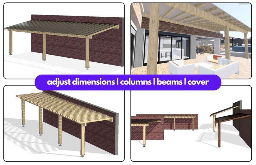 Wall Mounted Parametric Wooden Pergola Revit Family - structuraldetails