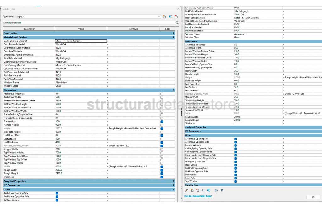 Internal Double Door Fully Parametric Revit Family - structuraldetails