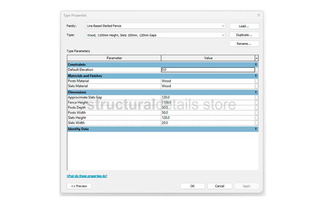 Line Based Parametric Slats Fence Revit Family - structuraldetails